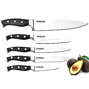 SVENSBJERG Kitchen Knife Set, Chef-Knife-Set, Set of Cooking-Knives Professional | Stainless Steel Cutlery, Sharp, German Brand, High-End | SB-KS201