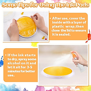 Biggun 7" Large Round Craft Ink Pads- 8 Colors Rainbow DIY Fingerprint Ink Pad Stamps Partner Washable Color Painting Card Making Stamp Pad for Kids Rubber Stamp Crafting Paper Wood Fabric Scrapbook