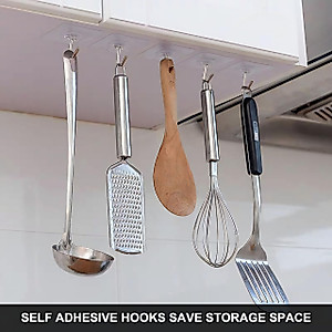 XCZYN Self Adhesive Hooks 24 Pcs Transparent Waterproof Sticky Hooks Hanging Heavy Duty on Smooth Surfaces Like Wall, Tiles, Glass, Metal for Home, Bathroom, Kitchen, Office and Outdoor (24, Clear)