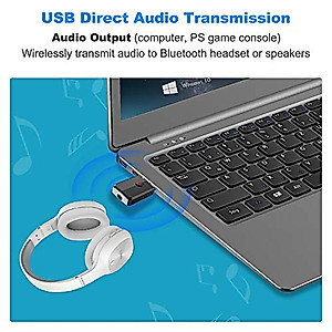 Isobel USB Bluetooth 5.0 Transmitter Receiver, 4-in-1 Mini Wireless Audio Adapter, 3.5mm Bluetooth AUX Adapter for TV PC Headphones Speakers Car/Home Stereo System, USB Power Supply
