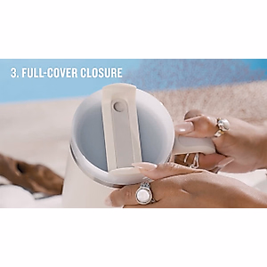 Insulated 40oz Quencher H2.0 Travel Tumbler Mug with Handle, 2 in 1 Slide Lid, Reusable Straw, and Plastic Grip - Double Walled Stainless Steel Keeps Hot and Cold (Cream)