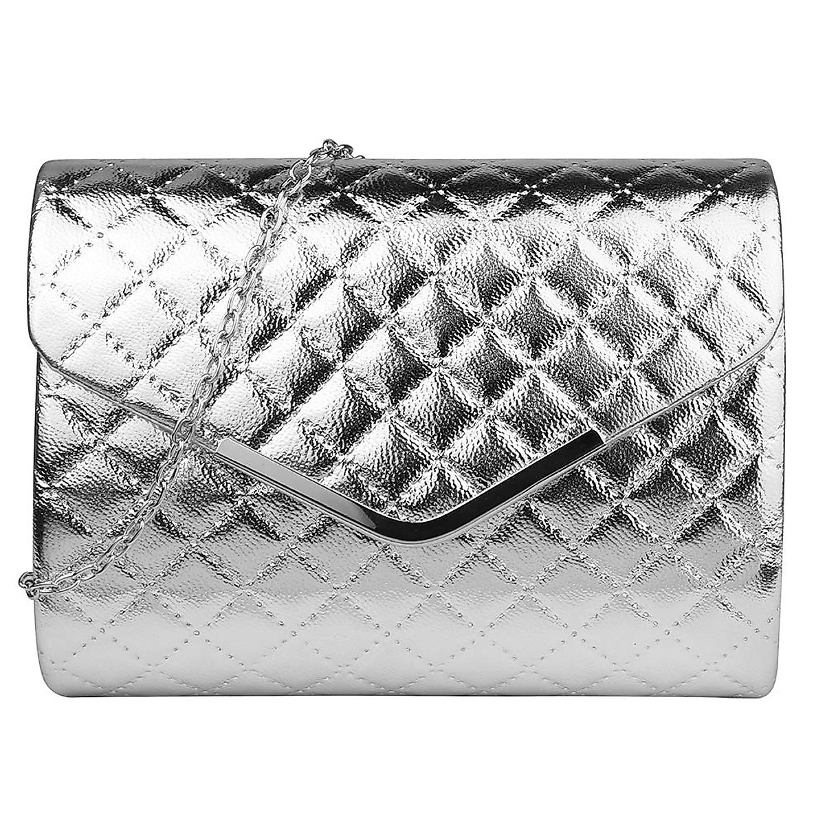 Maggie Women Handbag Elegant Quilted Clutch Crossbody Satchel Metal Chain Ladies Purse