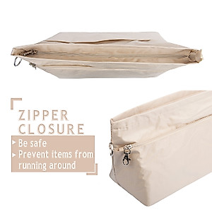 Vercord Purse Organizer Insert Bag Tote Handbags Pocketbook Inserts Organizers Zipper 11 Pockets Beige Large