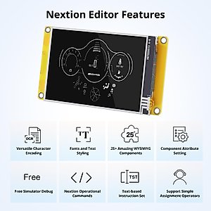 Nextion 3.5″ HMI Display Discovery Series NX4832F035 Resistive LCD-TFT Touch Screen 480×320, Nextion Display with Free Nextion Editor Software, Suitable for Medical Device, Racing Dashboard, etc.