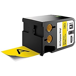 DYMO 1868775 All-Purpose Labels for DYMO XTL Label Makers, 2" - Black on Yellow