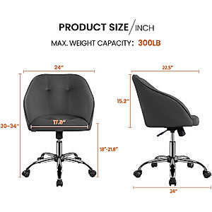Yaheetech Office Chair Height Adjustable Mid Back Chair Swivel Large Seat Chairs Desk Chair Computer Chair on Wheels with Armrests