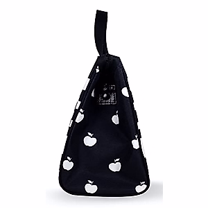 Kate Spade New York Cute Lunch Bag for Women, Large Capacity Lunch Tote, Adult Lunch Box with Silver Thermal Insulated Interior Lining and Storage Pocket Sarah Stripe (Black/White)