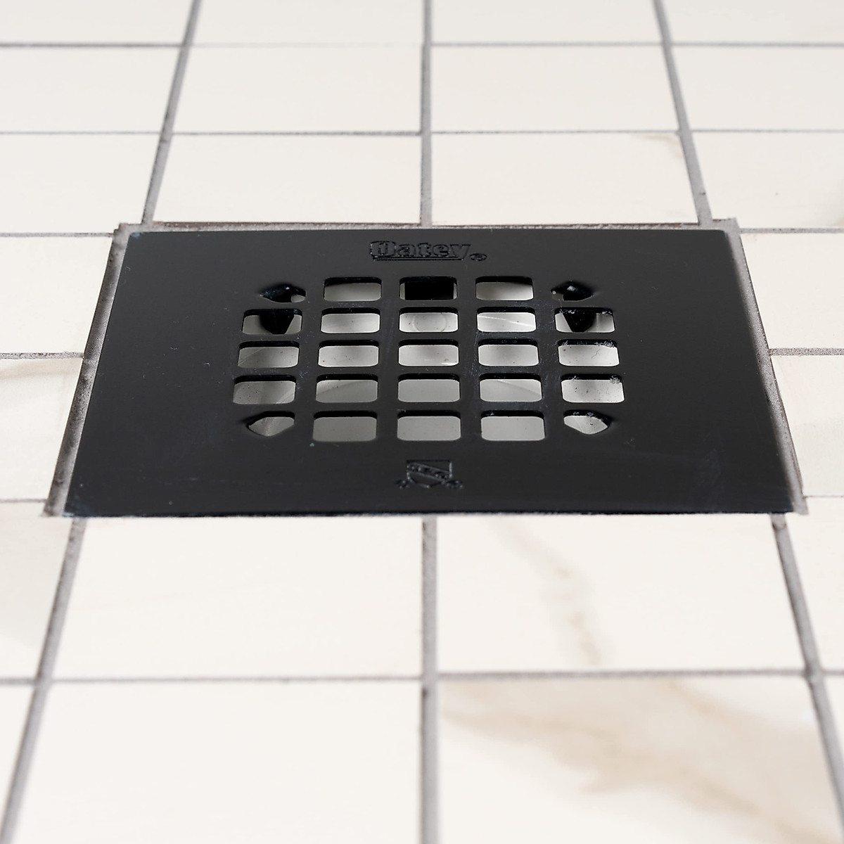 Oatey Universal 4-1/4 in. Square Snap-Tite Shower Strainer, Matte Black