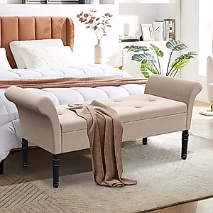 annjoe Storage Ottoman Bench Bedroom Bench Bed Entryway Hallway Chest, Footrest, Padded Seat