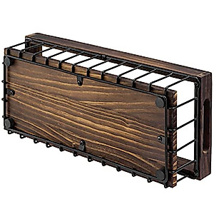 MyGift Country Rustic Burnt Wood Nesting Storage Basket with Black Metal Wire Frame, Decorative Organizer Crates Fruit Basket with Cutout Handles, Set of 2