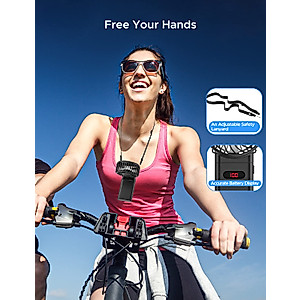 Portable Handheld Fan, 4000mAh 15hrs Mini Battery Operated Fan Personal Fan with Lanyard&LCD, 4 Speeds Strong Wind, Foldable Design for Office, Hiking, Camping, Travel……