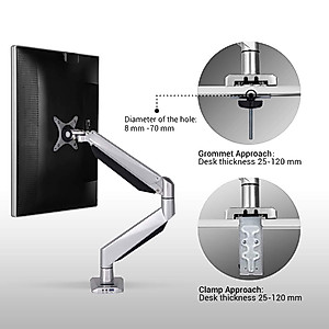 Monitor Mount Full Motion Monitor Arm Stand, Height Adjustable Computer Monitor Riser with Gas Spring, C Clamp, Cable Management for 10-34 inches,13.2-33 lbs LCD Screens