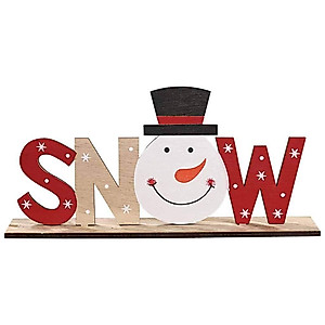 Jchen Xmas Wooden Santa Claus Elk Snowman Festival Ornament Christmas Table Top Desk Window Decorations Ornament Christmas Doll Party Table Decorations (B)