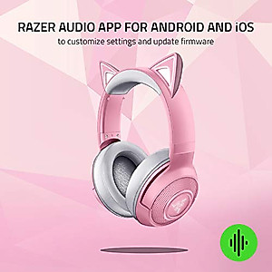 Razer Kraken BT Kitty Edition: Bluetooth 5.0-40ms Low Latency Connection - Custom-Tuned 40mm Drivers - Beamforming Microphone - Powered Chroma - Quartz Pink