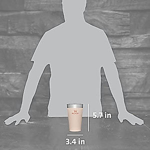 Stanley Adventure Inulsated Stacking Beer Pint Glass, 16oz Stainless Steel Double Wall Rugged Metal Drinking Tumbler (Limestone)