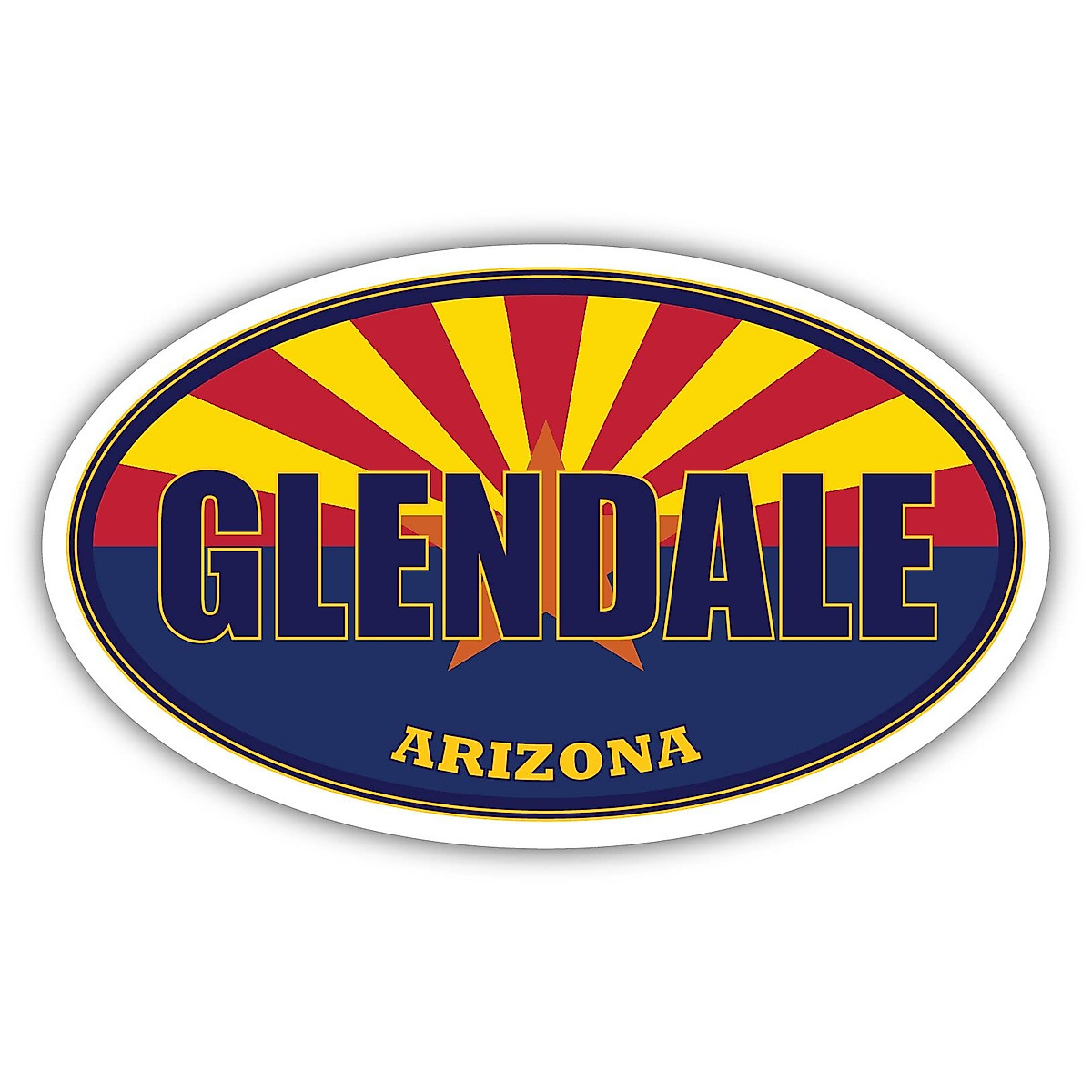 Glendale City Arizona State Flag | AZ Flag Maricopa County Oval State Colors Bumper Sticker Car Decal 3x5 inches