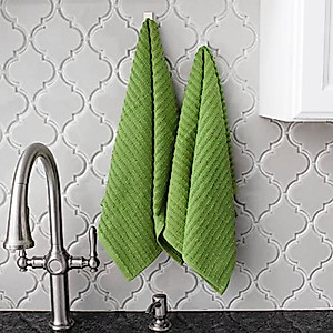 Ritz Royale Collection 100% Combed Terry Cotton, Highly Absorbent, Oversized Kitchen Towel Set, 28" x 18", 2-Pack, Solid, Cactus Green
