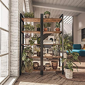 IRONCK Industrial Bookcase, 5-Tier Bookshelf for Living Room, Bedroom, Farm House, Kitchen, Office Decor and Storage