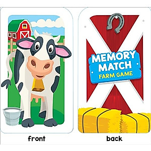 School Zone - Memory Match Farm Card Game - Ages 3+, Preschool to Kindergarten, Animals, Early Reading, Counting, Matching, Vocabulary, and More (School Zone Game Card Series)