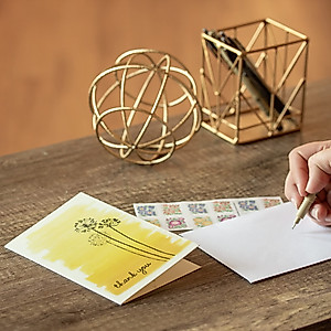 Festive Spice Flower Thank You Cards - Watercolor Designs - 48 Cards with Envelopes - Dandelion, Rose, Lavender, Forget Me Nots