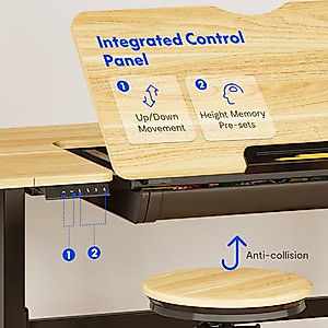 FLEXISPOT Electric Drafting Table Adjustable Height Standing Drawing Desk Extendable Top Craft Workstation w/Tilting Tabletop, Storage Drawer for Study, Office, Studio, Art, Adult & Kid, 47.2"x23.6"