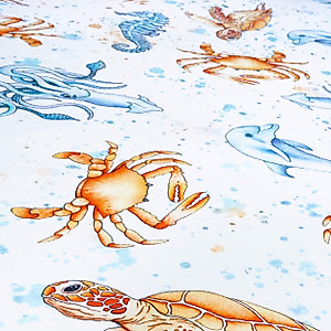 Nautical Design Crib Sheet | Soft Jersey Knit Cotton | Ocean Creature Decor