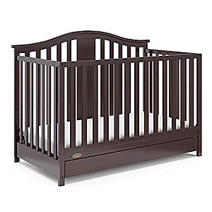 Graco Solano 5-in-1 Convertible Crib with Drawer (Espresso) – GREENGUARD Gold Certified, Crib with Drawer Combo, Includes Full-Size Nursery Storage Drawer, Converts to Toddler Bed and Full-Size Bed