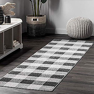 nuLOOM Buffalo Plaid Area Rug, 6' 7" x 9', Grey