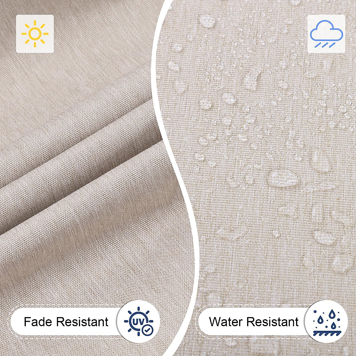 Topotdor Outdoor Chair Cushions Set of 2, Waterproof Patio Chair Cushions for Outdoor Furniture, Round Corner Seat Chair Pads with Ties for Patio Garden Dining Office, 17"x16"x2", Beige