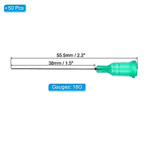 PATIKIL Blunt Tip Dispensing Needles 1.5 Inch, 50 Pcs 18G Industrial Liquid Dispenser Needle with Lure Lock for Refilling Liquid Inks Adhesive Glue