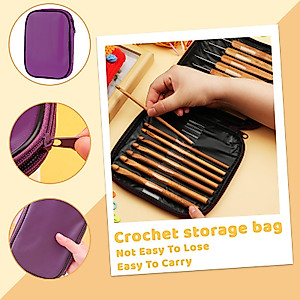 Mayboos 20 Pieces Bamboo Crochet Hooks Kit, Wooden Bamboo Crochet Hooks with Silver-Plated Aluminum Hook Sizes 1.0-10.0 MM for Handcrafted Knitting Needles