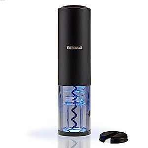 Wine Enthusiast Electric Blue Electric Wine Opener - Automatic Wine Corkscrew - No Button, Easy Open, Wine Key