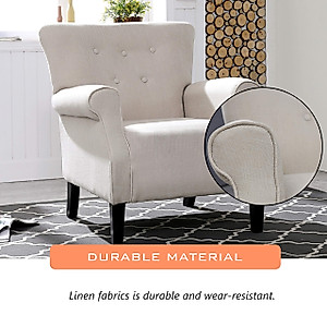 LOKATSE HOME Accent Armchair Single Sofa Modern Comfortable Furniture for Living Room, Club, Bedroom, Beige