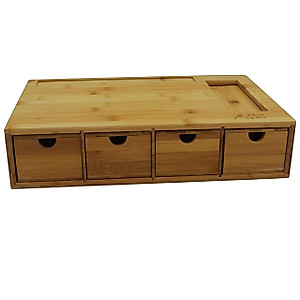 Chef Space Large Bamboo Sushi Prep Cutting Board with Space-Saving Storage Trays - 16" x 10"