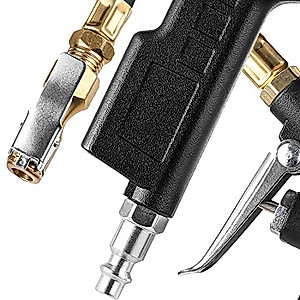 CZC AUTO Tire Inflator Deflator Air Pressure Gauge with Rubber Hose, 2-1/2" Dial Wheel Inflator Gage with Straight Brass Lock-on Chuck Compatible with Air Pump Compressor for RV Car Motorcycle Bike