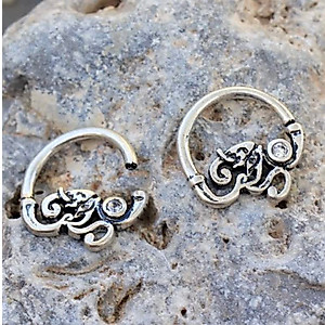 Amelia Fashion 16 Gauge Elephant With CZ Bendable Nose Hoop Ring 316L Surgical Steel (Steel/Clear)