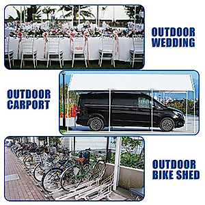 Carport Heavy Duty Canopy Tent 10x20 Car Port Metal Carport Kits Boat Shelter Tent with 6 Reinforced Steel Legs Outdoor Canopy for Party, Wedding, Garden