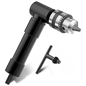 Cordless Right Angle Drill Attachment Adapter,90 Degree Drill Adapter with Handle Chuck 3/8" Keyed Chuck and 8mm Hex Shank Power Tool Attachment (Chuck Range:1-10mm)