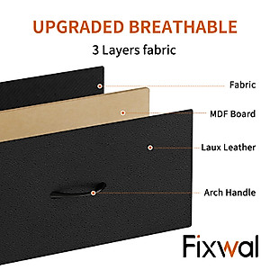 Fixwal Black LED Dresser, Dresser with 9 Drawers and Charging Station, Fabric Chest of Drawers with PU Finish for Kid Room, Entryway, Living Room, Hallway