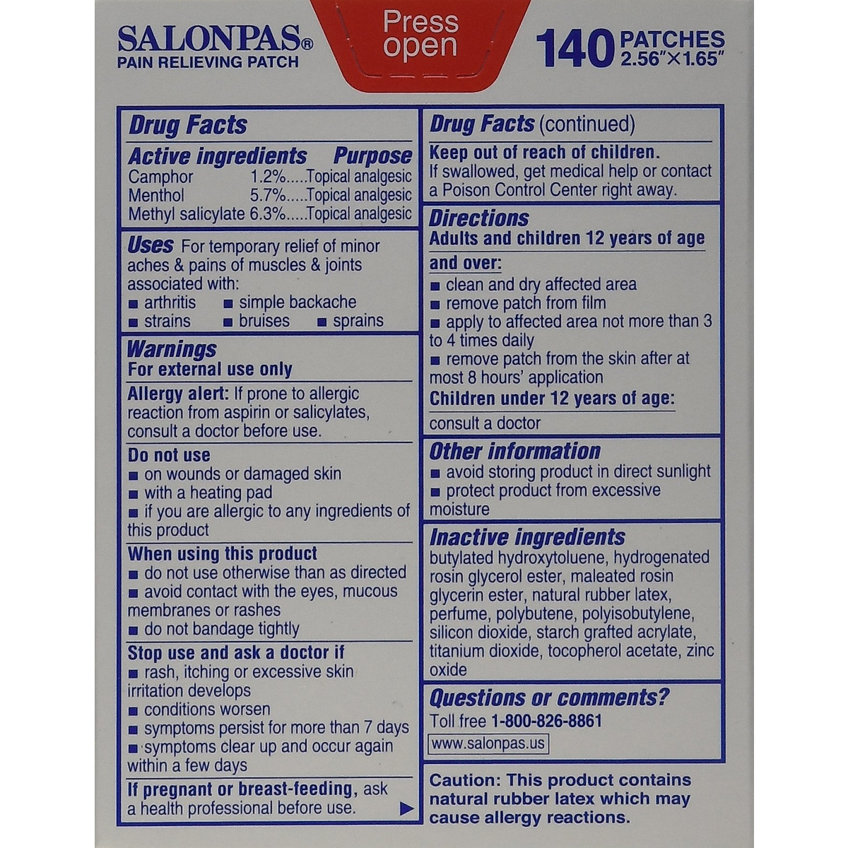 Salonpas Pain Relieving Patch, 140 Patches (2 Pack)