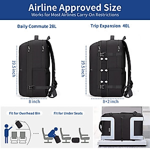 RDTGO Men's 17 Inch Laptop Backpack, Black, 4 Packing Cubes, Expandable, Flight Approved