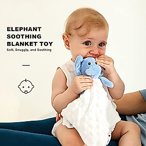 SYNPOS Baby Gym Play Mat, Baby Play Mat with 10 Toys for Sensory and Motor Skill Development, Baby Gym Activity Mat with Elephant Security Blanket, Rainbow Play Mat for Baby Gift