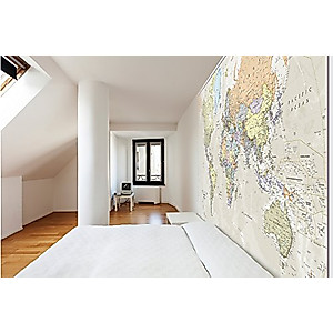 Maps International - Giant World Map Mural - Mega-Map Of The World Wallpaper - 91 x 62 - Classic colours