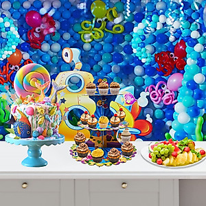 3 Tiers Cartoon Shark Cardboard Cupcake Stand Set of 2 Sturdy Dessert Candy Display Towel Holder Stand Reusable Party Wedding Birthday Cup Cake Stand Holder