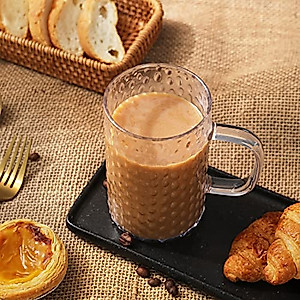 Hawnn Coffee Mugs Set of 4, Plastic Coffee Cups Set, 16 Ounce Unbreakable Clear Coffee Mug Plastic with Handle, Reusable Plastic Mug Dishwasher Safe