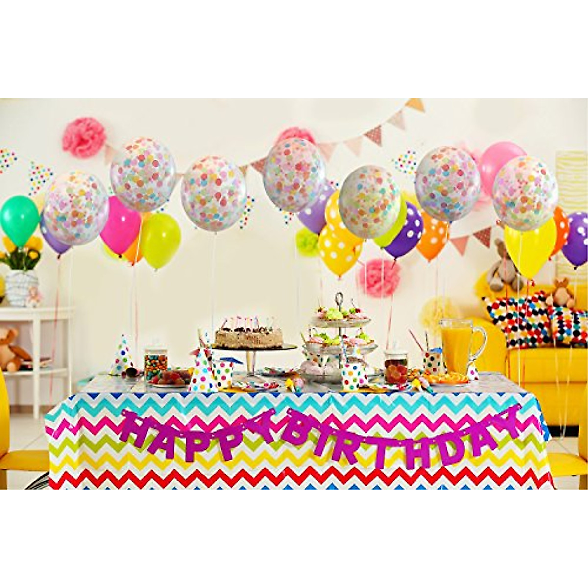 Rainbow Multicolor Confetti Balloons | Bright Colorful Confetti Pre-Filled | Wedding Engagement Birthday Party Events (16 Pack Rainbow, 12 inches)