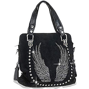Zzfab Bling Purse Double Handles Rhinestone Wing Purse Black