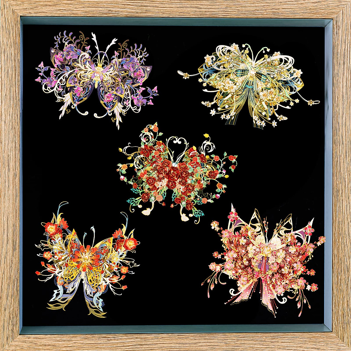 MU 3D Metal Puzzle Model Kits for Adult Flower and Butterfly D-Sunset, Assembled Metal Insects Puzzles for Beginner to Build, Birthday Xmas Gifts Brain Teaser DIY Set Home Decor