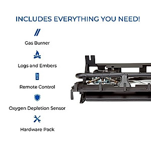 Duluth Forge DLS-24R-2 Dual Fuel Ventless Fireplace Logs Set with Remote Control, Use with Natural Gas or Liquid Propane, 33000 BTU, Stacked Red Oak, 24 Inches