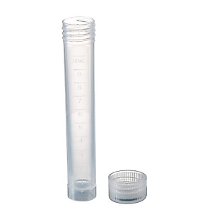 Eowpower 30 Pieces 10 ml Lab Plastic Graduated Sample Vial Storage Bottles Tube Tubes with Seal Cap Container